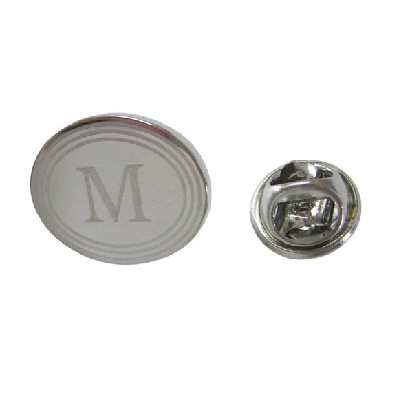 Kiola Designs | Accessories | Etched Oval Letter M Monogram Lapel Pin ...